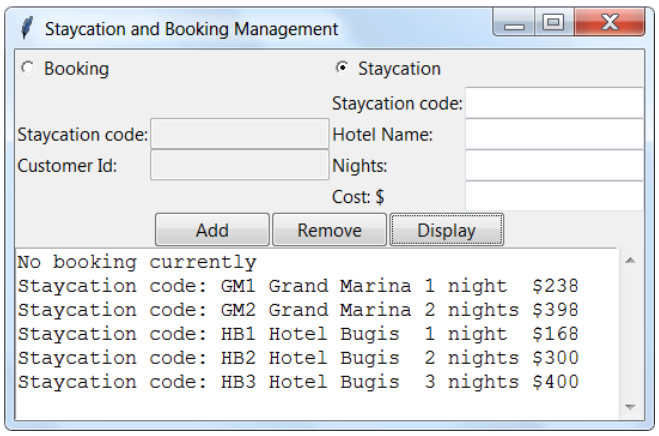 Solved Need help in using python tkinter to create a booking | Chegg.com