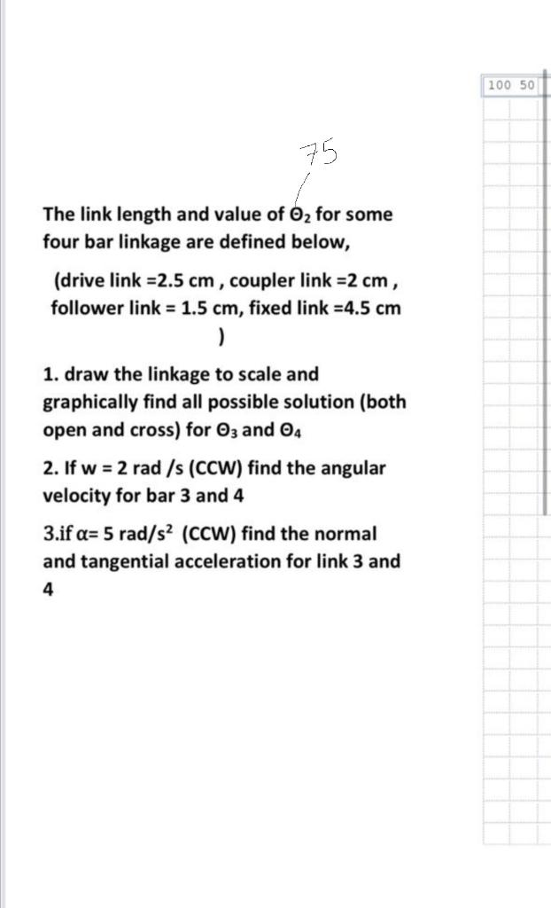 100 50 75 The link length and value of Oz for some | Chegg.com
