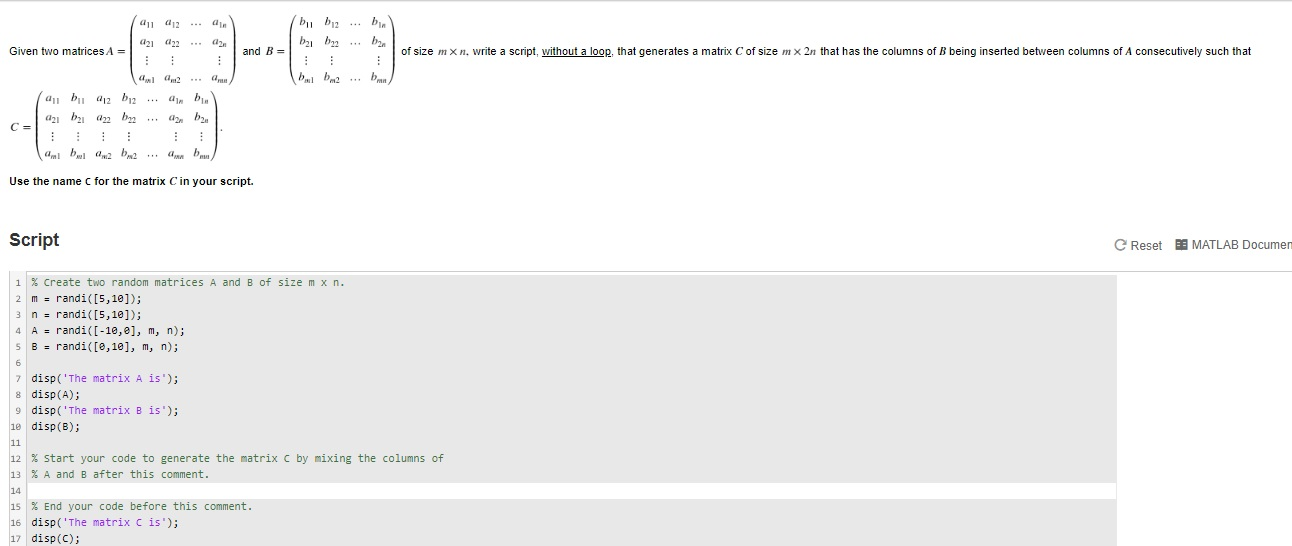 Solved Given two matrices A = 1 and B= of size m X n write a | Chegg.com