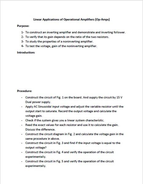 Solved Linear Applications of Operational Amplifiers | Chegg.com