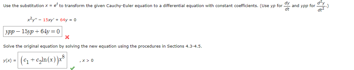 Solved Use the substitution x=et to transform the given | Chegg.com