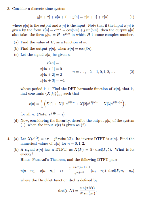 Solved 3. Consider a discrete-time system | Chegg.com