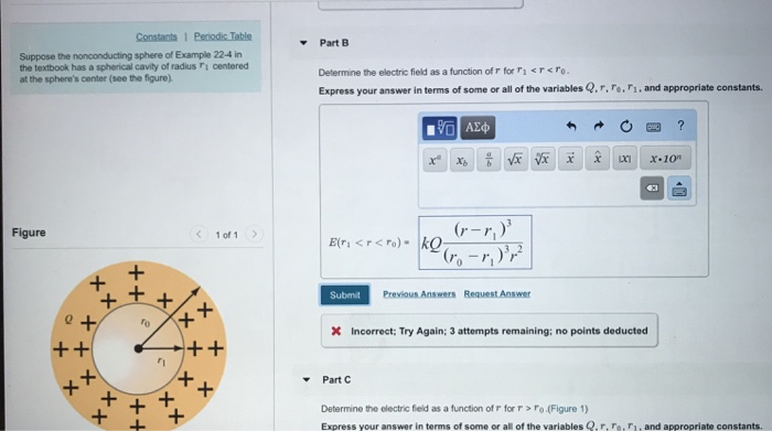 Solved PartB Suppose the nonconducting sphere of Example | Chegg.com