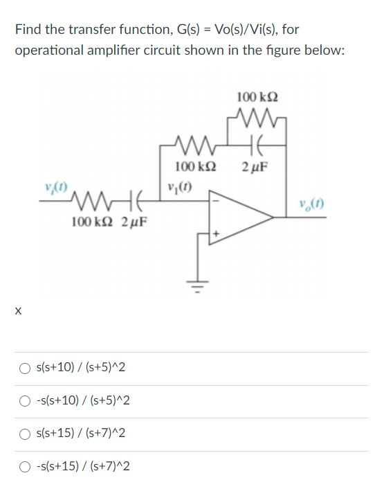 Solved Find The Transfer Function Gs Vosvis For