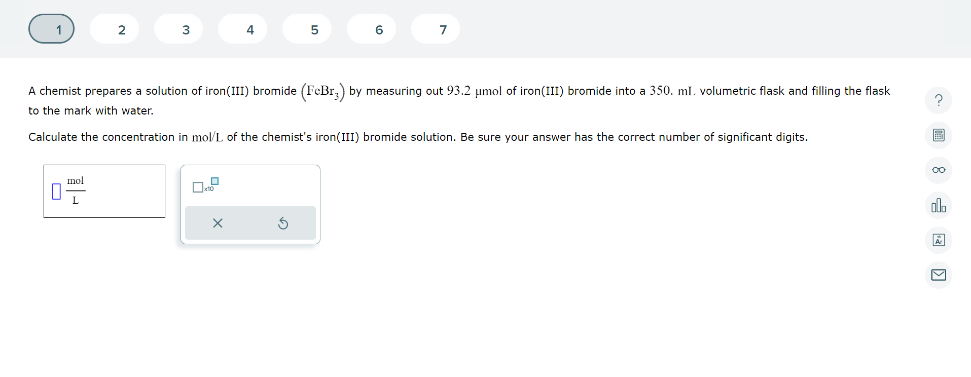 Solved A chemist prepares a solution of iron(III) bromide | Chegg.com