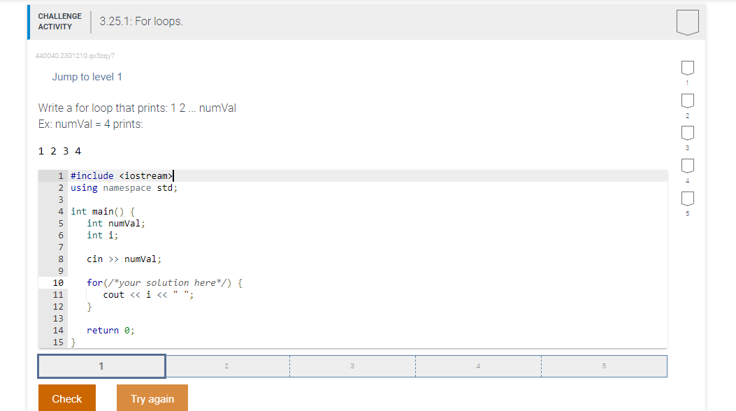 Solved \begin{tabular}{l|l} CHALLENGE & 3.25.1: For loops. | Chegg.com Solved \begin{tabular}{l|l} CHALLENGE & 3.25.1: For loops. | Chegg.com