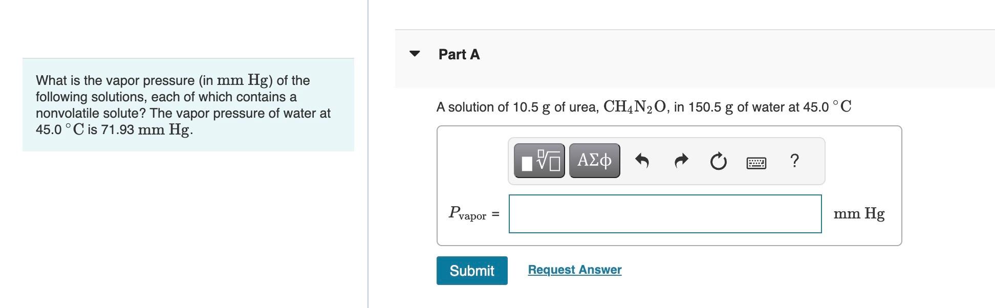 Solved What is the vapor pressure (in mmHg ) of the | Chegg.com