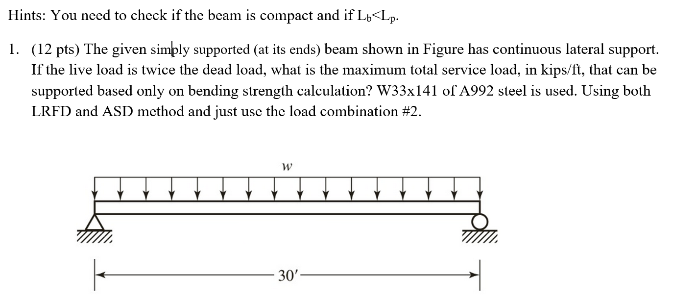 Solved Hints: You need to check if the beam is compact and | Chegg.com