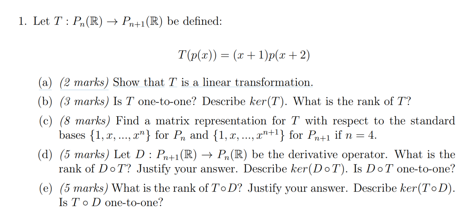 Solved 1. Let T: Pn(R) + Pn+1(R) be defined: T(PC) = (x + | Chegg.com Solved 1. Let T: Pn(R) + Pn+1(R) be defined: T(PC) = (x + | Chegg.com