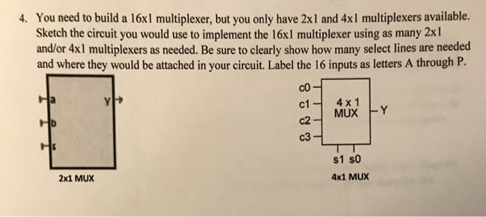 Solved You need to build a 16x1 multiplexer, but you only | Chegg.com