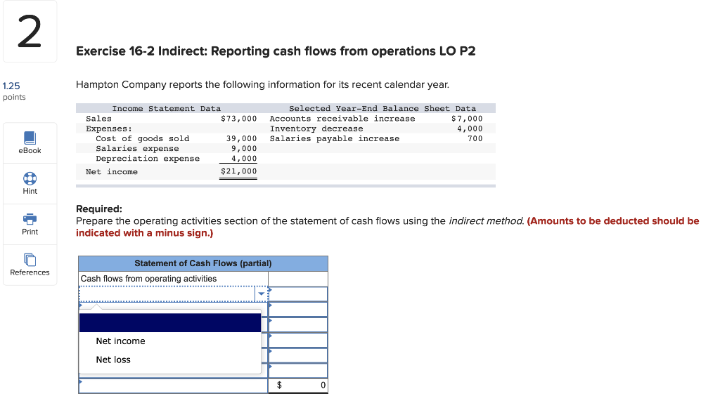 Solved 2 Exercise 16-2 Indirect: Reporting cash flows from | Chegg.com