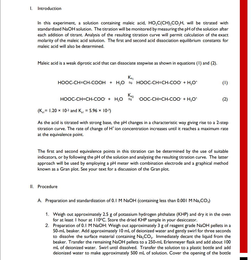 A. Gran Plots In the present analysis, you will use a | Chegg.com