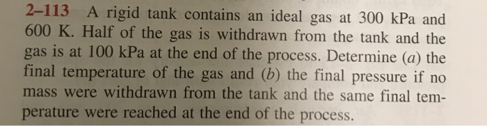 Solved 2-113 A rigid tank contains an ideal gas at 300 kPa | Chegg.com