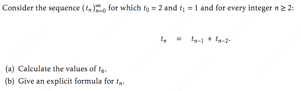 Solved Consider the sequence (tn)-o for which to = 2 and ti | Chegg.com