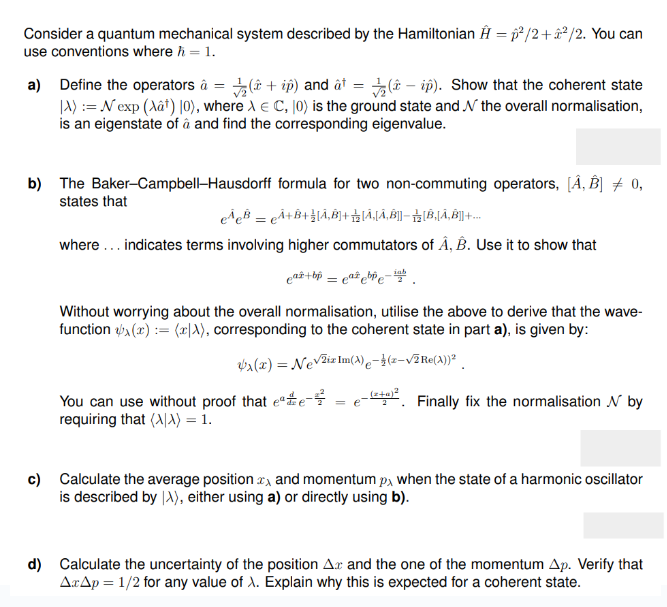 Solved Consider a quantum mechanical system described by the | Chegg.com