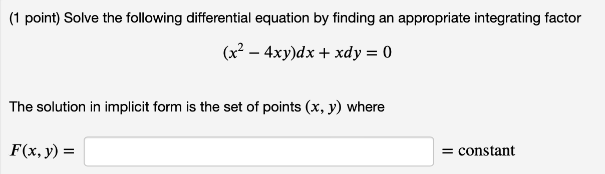 Solved (1 point) Solve the following differential equation | Chegg.com