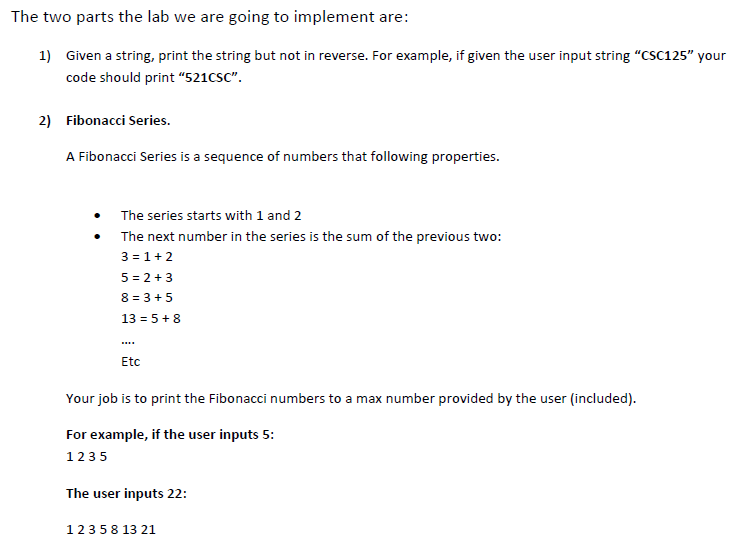 Solved The two parts the lab we are going to implement are: | Chegg.com