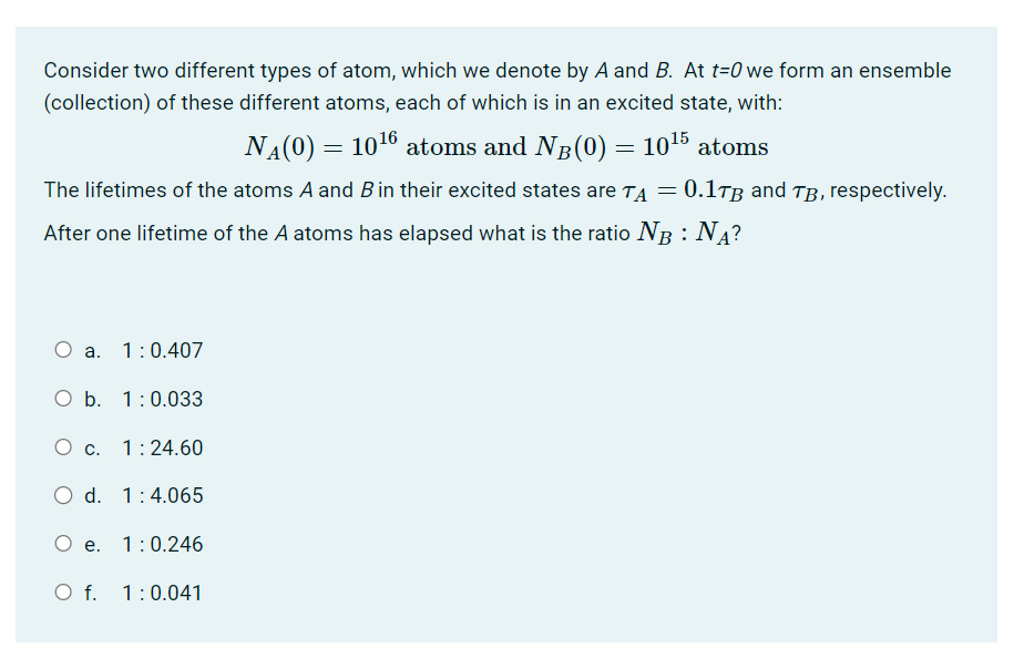 Solved Consider two different types of atom, which we denote | Chegg.com