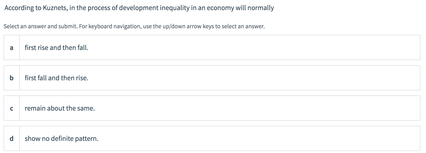 Solved According to Kuznets, in the process of development | Chegg.com