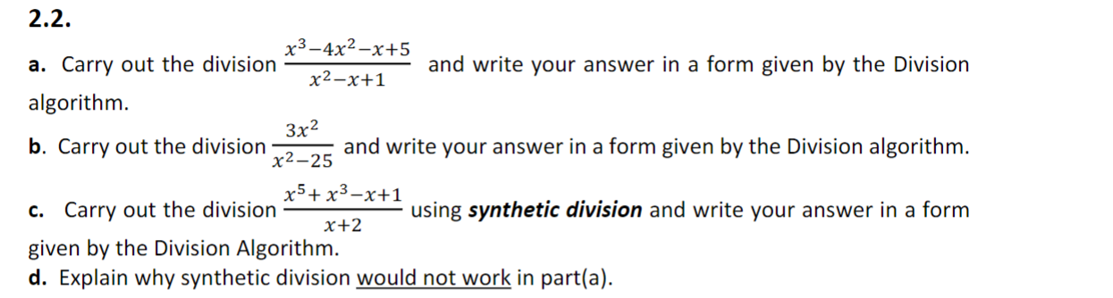 Solved a. Carry out the division x2−x+1x3−4x2−x+5 and write | Chegg.com