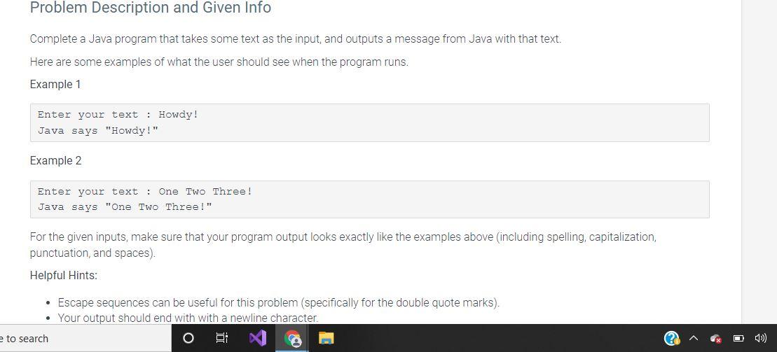 Solved Problem Description and Given Info Complete a Java | Chegg.com