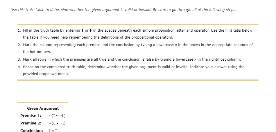 Solved Use this truth table to determine whether the given | Chegg.com