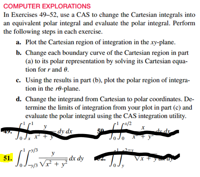 Solved COMPUTER EXPLORATIONS In Exercises 49-52, use a CAS | Chegg.com