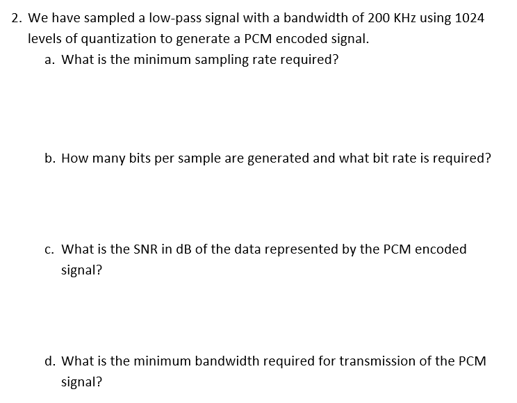 Solved 2. We have sampled a low-pass signal with a bandwidth | Chegg.com