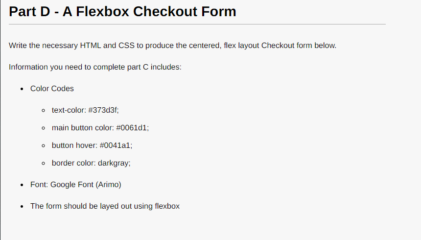 Solved Part D-A Flexbox Checkout Form Write the necessary | Chegg.com