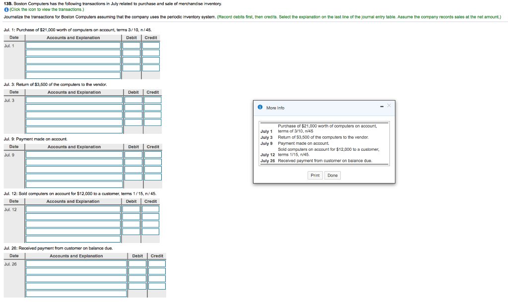 Solved 13B. Boston Computers has the following transactions | Chegg.com