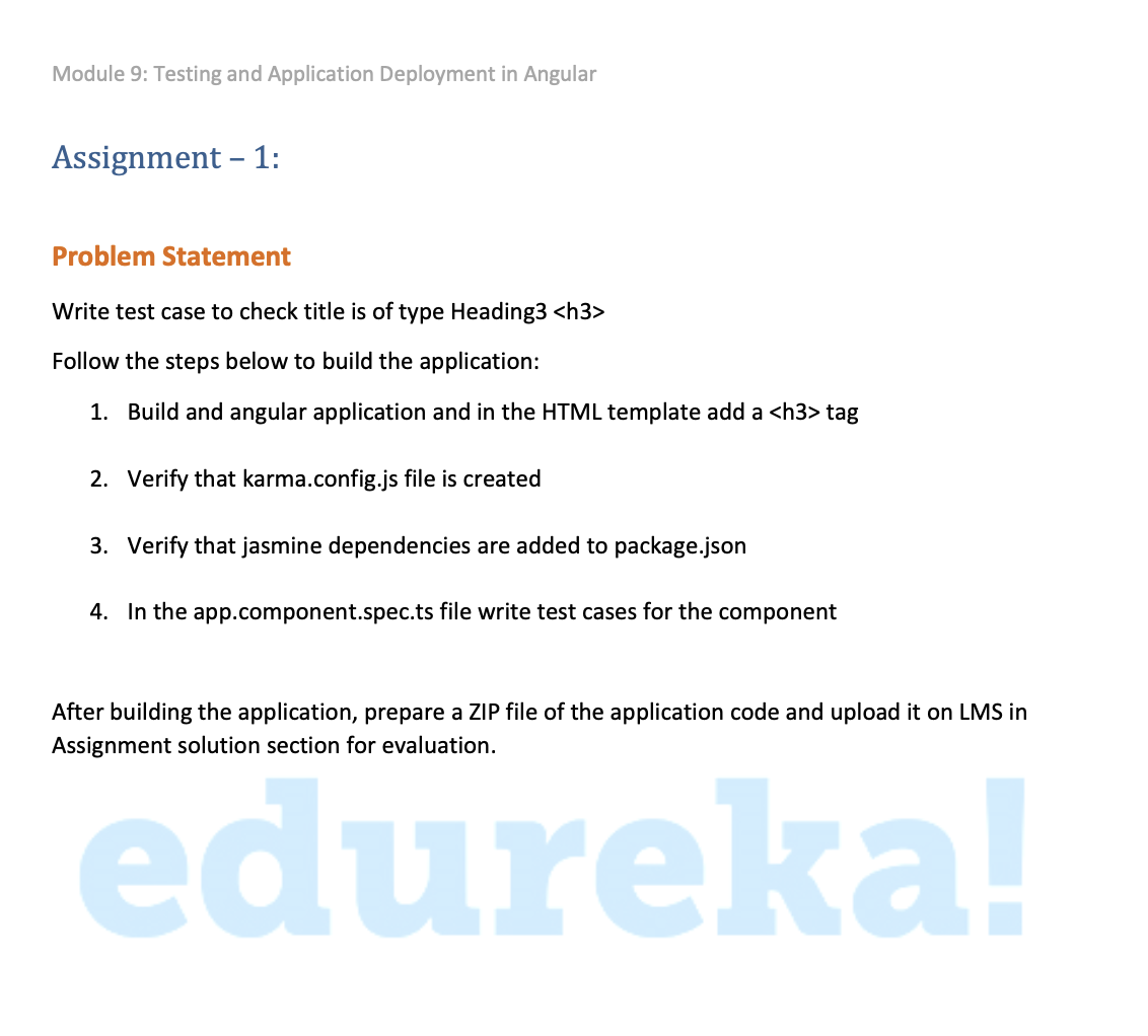 Module 9: Testing and Application Deployment in | Chegg.com
