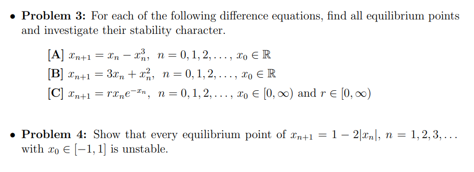 Solved • Problem 3: For each of the following difference | Chegg.com