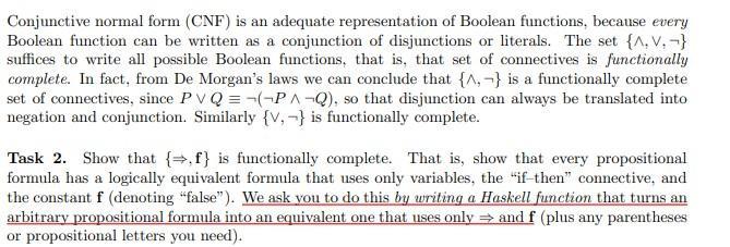 Conjunctive normal form (CNF) is an adequate | Chegg.com