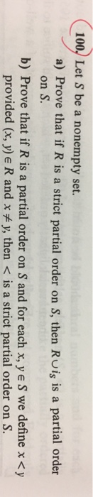 Solved C) 100, Let S be a nonempty set. a) Prove that if R | Chegg.com