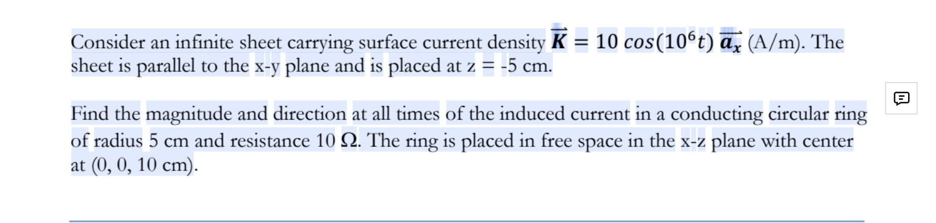 Solved Consider an infinite sheet carrying surface current | Chegg.com