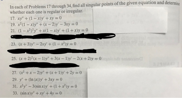 Solved In each of Problems 17 through 34, find all singular | Chegg.com