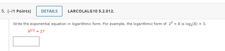 Solved 5. [-/1 Points] DETAILS LARCOLALG10 5.2.012. Write | Chegg.com