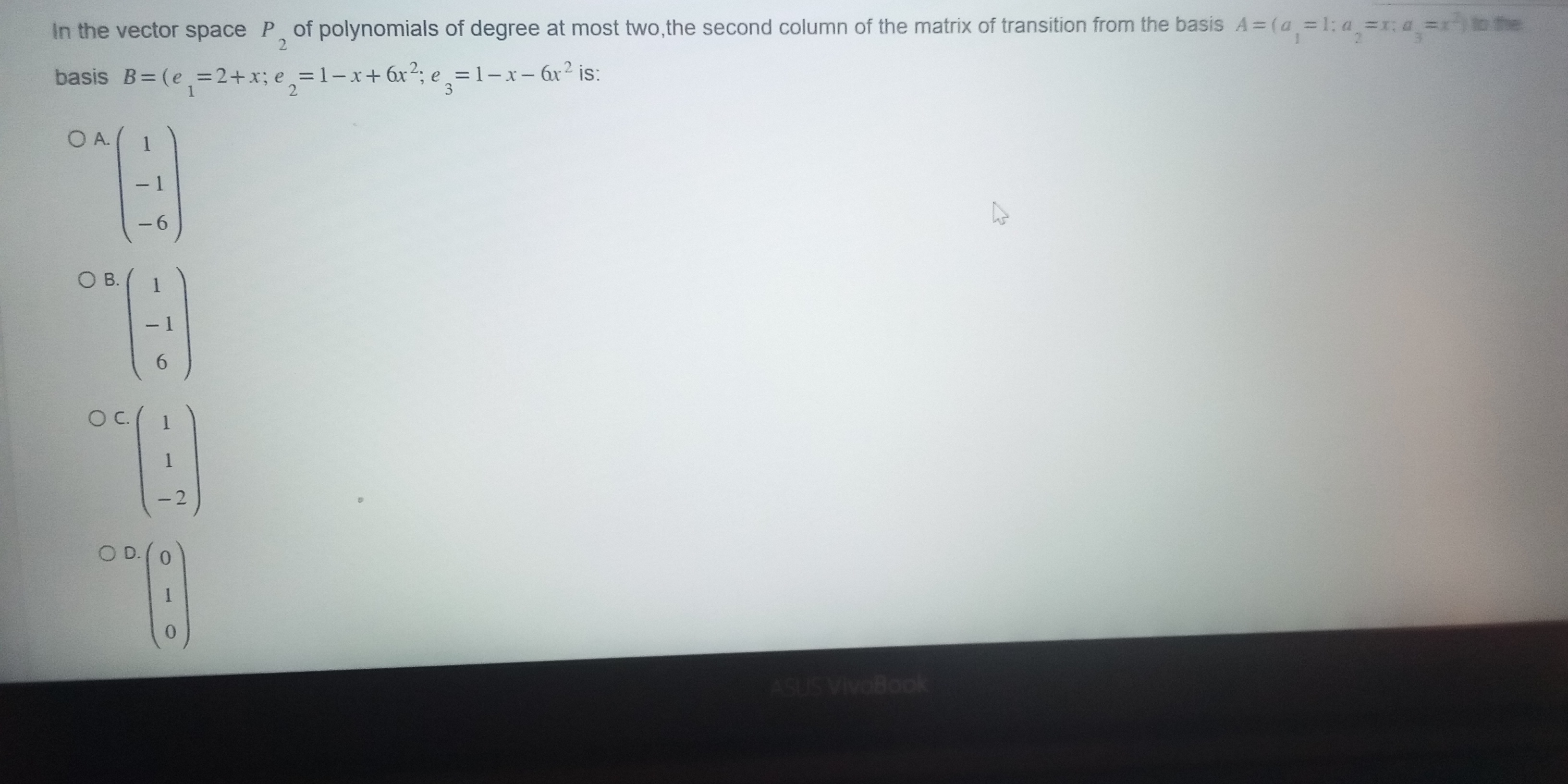 In the vector space P2 of polynomials of degree at | Chegg.com