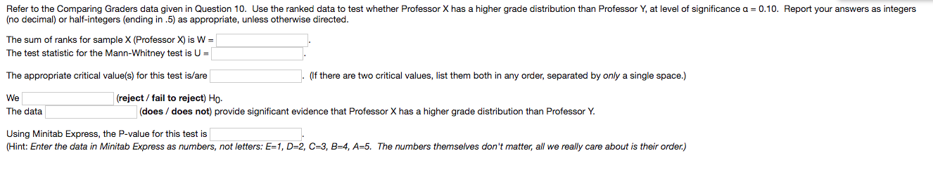 The Mann-Whitney test can be performed on ordinal | Chegg.com