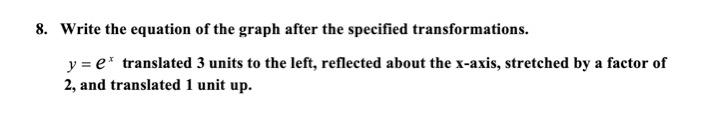 Solved 8. Write the equation of the graph after the | Chegg.com