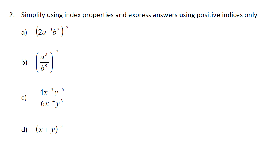 Solved 2. Simplify using index properties and express | Chegg.com