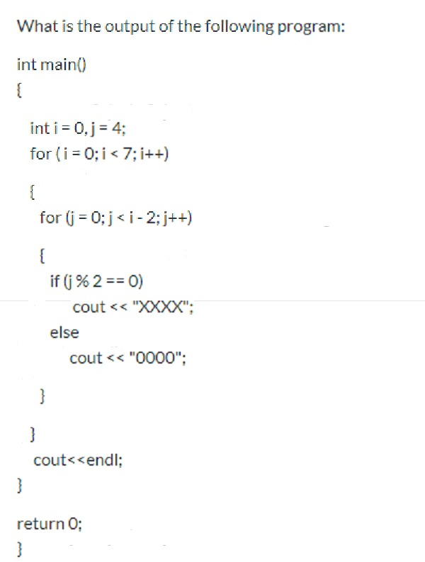 Solved What is the output of the following program: int | Chegg.com