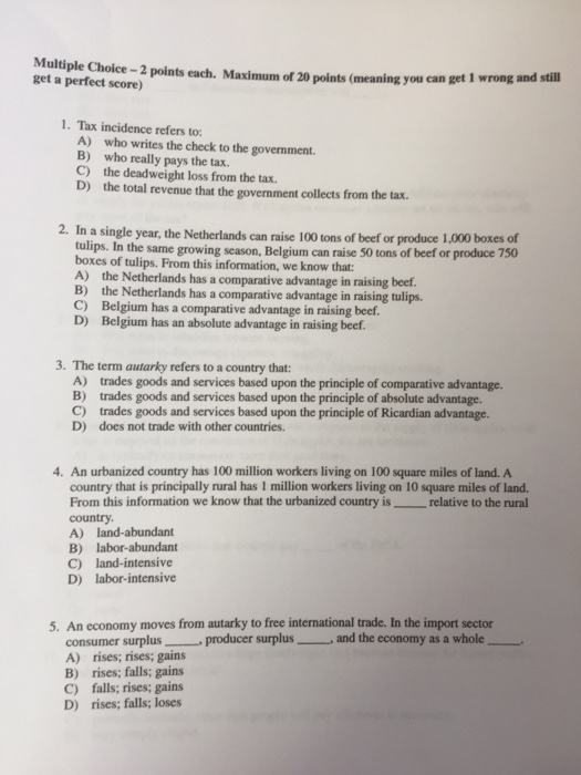 Solved Multiple Choice - 2 points each. Maximum of 20 points | Chegg.com