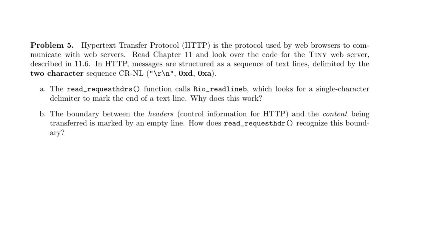 Solved Problem 5. Hypertext Transfer Protocol (HTTP) is the | Chegg.com
