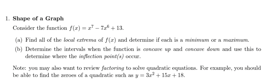 Solved Shape of a Graph Consider the function | Chegg.com
