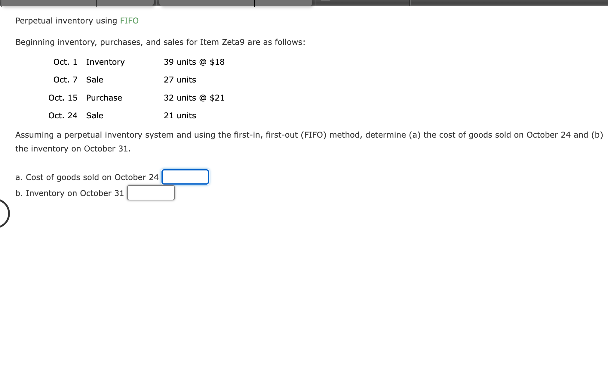 Solved Perpetual inventory using FIFO Beginning inventory, | Chegg.com