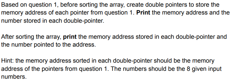 Solved Sort a list of numbers using points and print the | Chegg.com