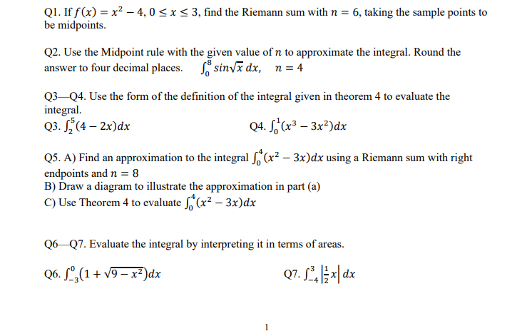 Solved Q1. If f(x) = x2 – 4,0
