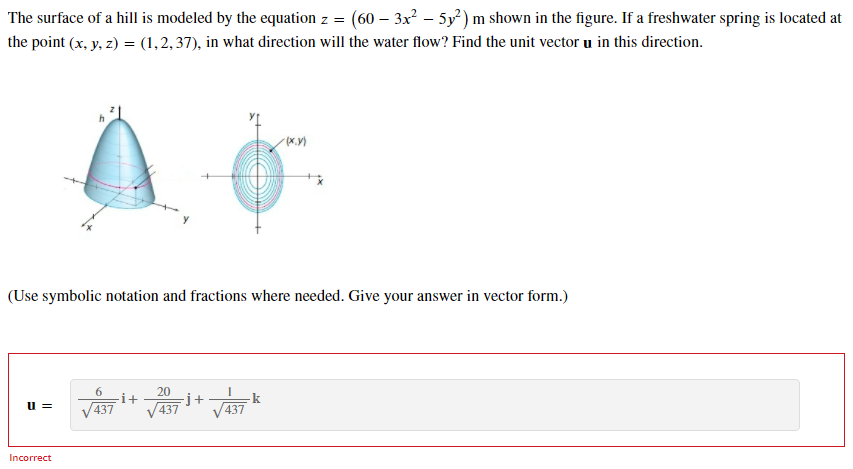 Solved The surface of a hill is modeled by the equation | Chegg.com