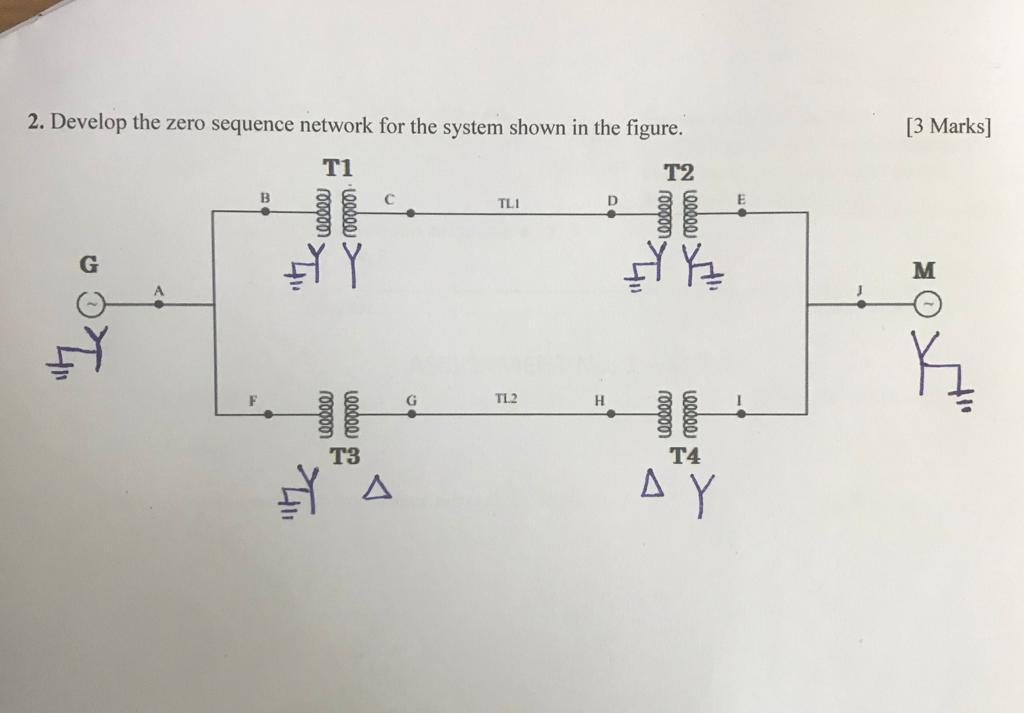 Solved 2. Develop the zero sequence network for the system | Chegg.com